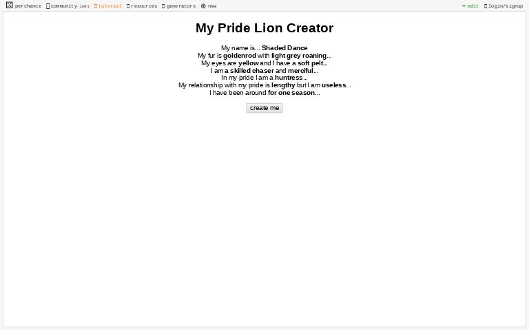My Pride Lion Creator ― Perchance Generator