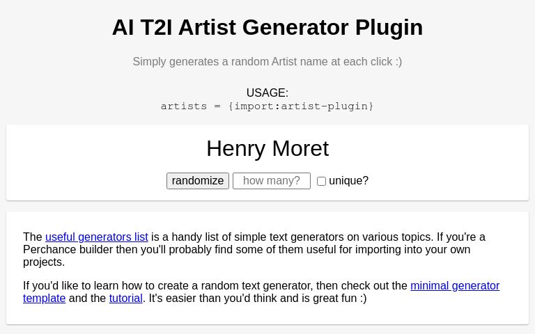 AI T2I Artist Generator Plugin