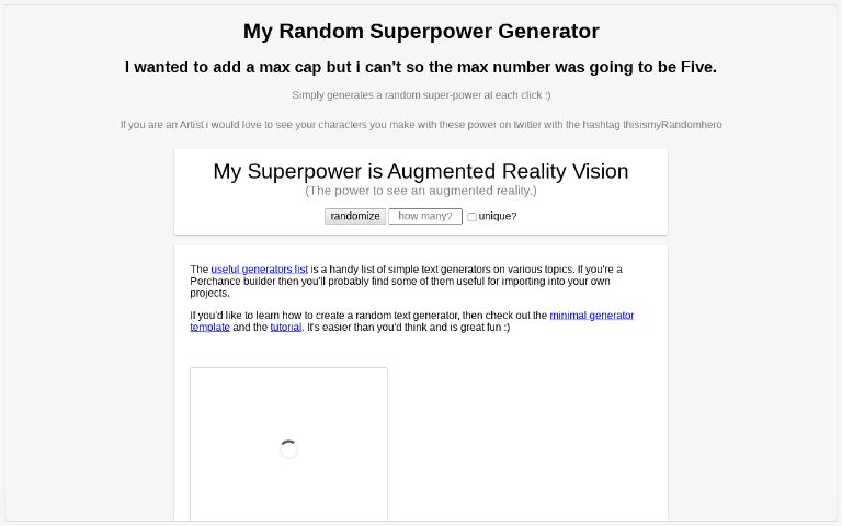 My Random Superpower Generator