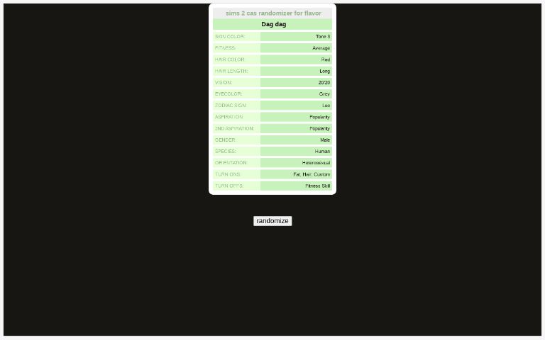 sims 2 cas randomizer for flavor ― Perchance Generator