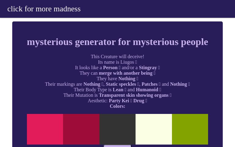 mysterious generator for mysterious people