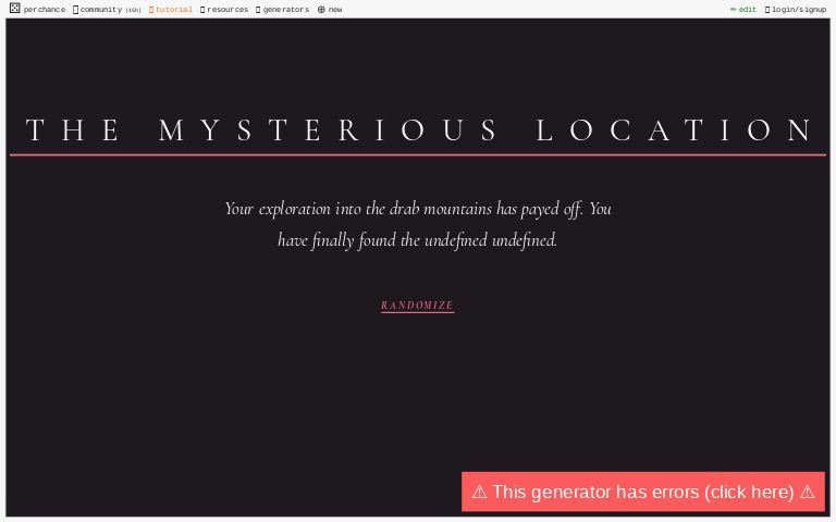The Mysterious Location ― Perchance Generator
