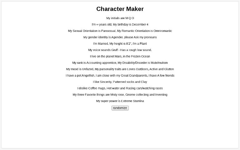Character Maker ― Perchance Generator