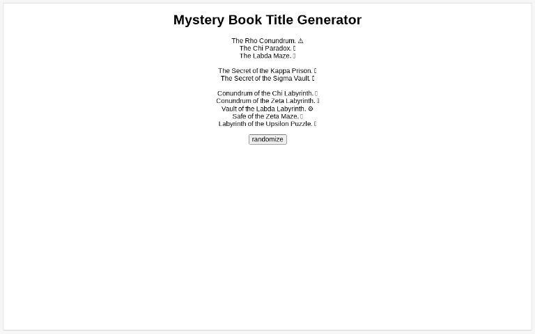Mystery Book Title Generator