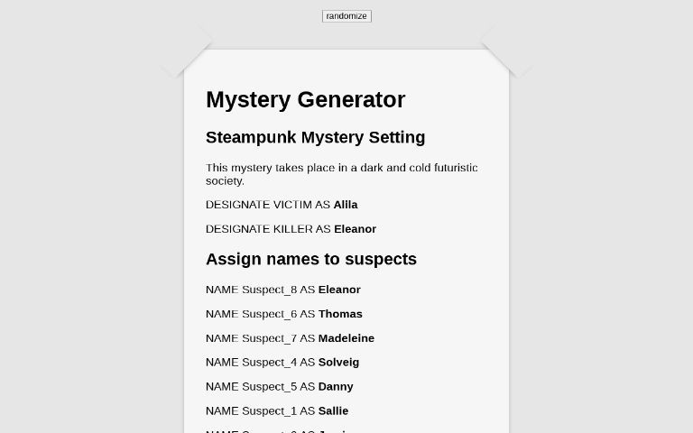Mystery Generator