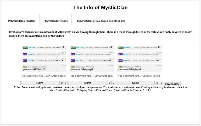 The Info of MysticClan ― Perchance Generator