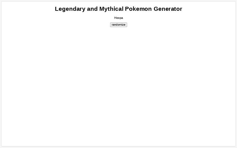 Legendary and Mythical Pokemon Generator