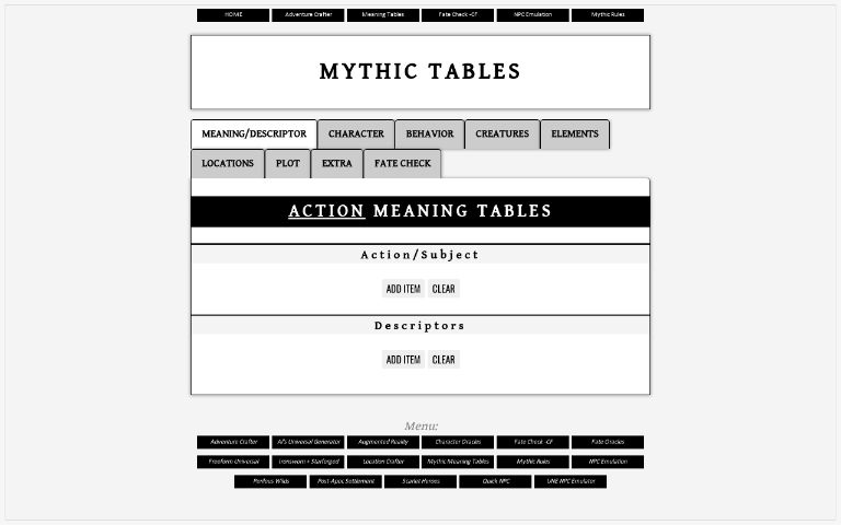Mythic Tables ― Perchance Generator