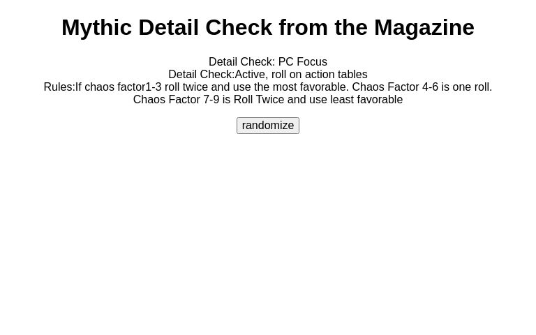 Mythic Detail Check from the Magazine ― Perchance Generator