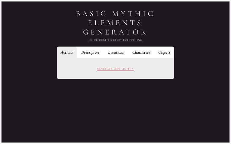 Basic Mythic Elements Generator