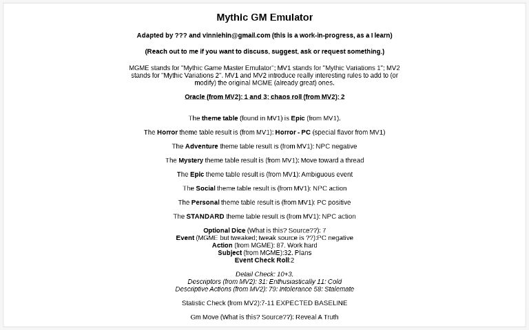 Mythic GM Emulator ― Perchance Generator