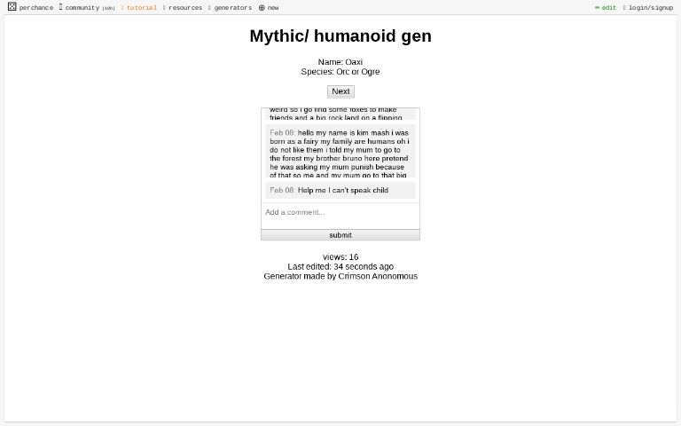 Mythic/ humanoid gen