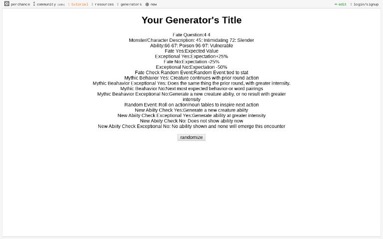 Mythic Simplified Creature Generator