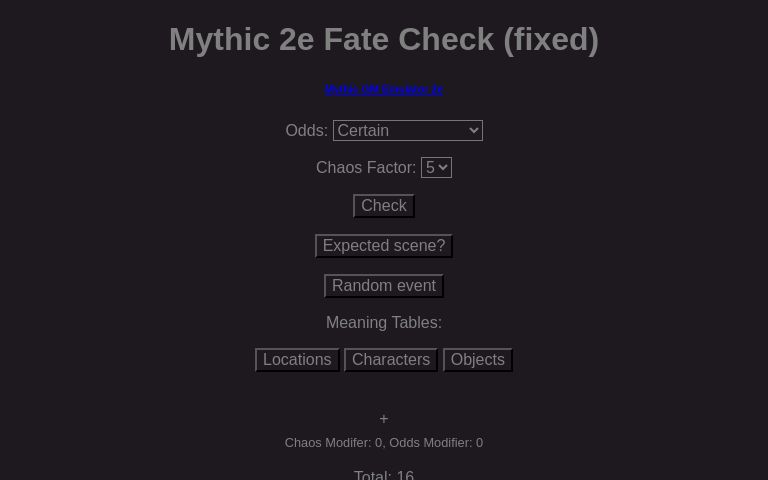 Mythic 2e Fate Check (fixed) ― Perchance Generator