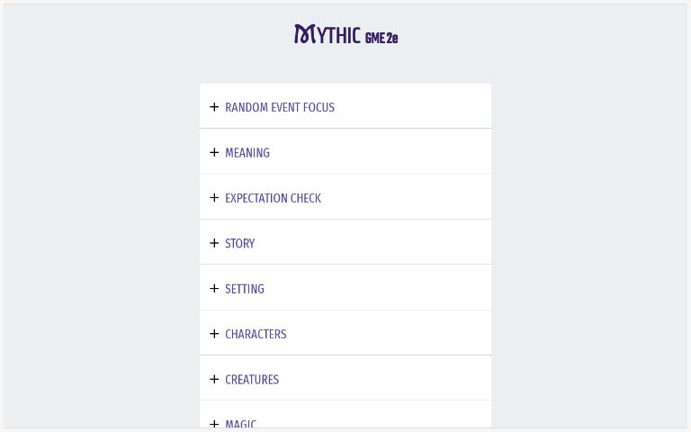 MYTHIC GME 2e ― Perchance Generator