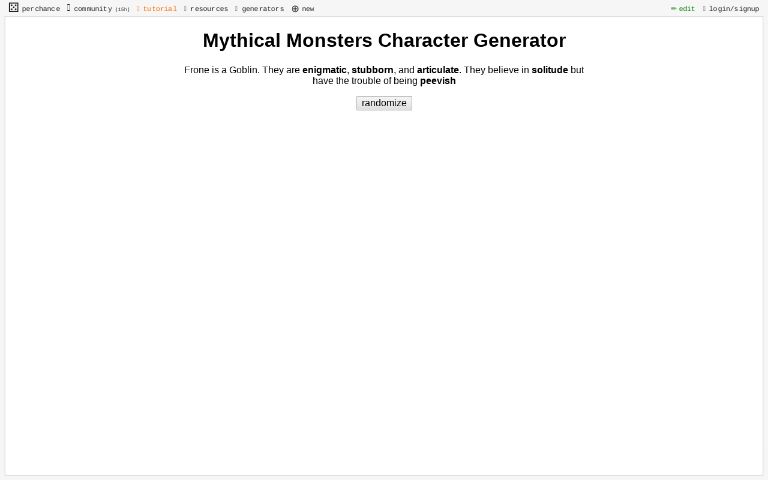 Mythical Monsters Character Generator
