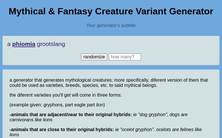 Mythical & Fantasy Creature Variant Generator