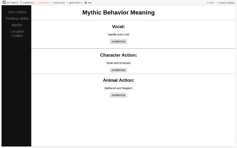Mythic Behavior Meaning ― Perchance Generator