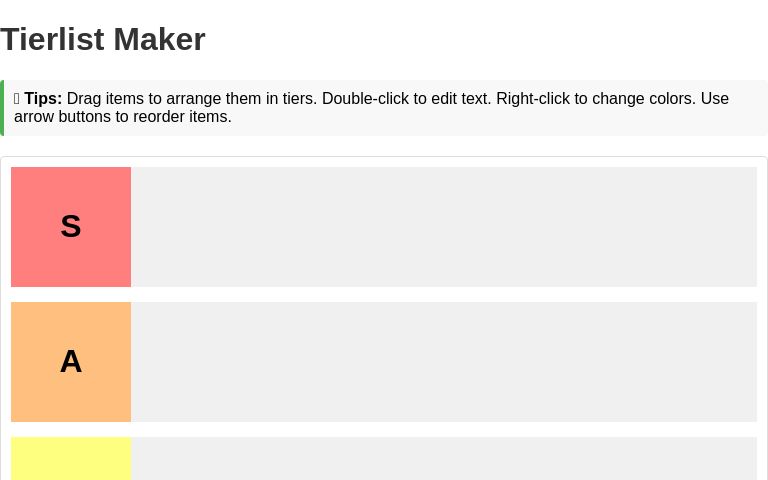 Tierlist Maker ― Perchance Generator