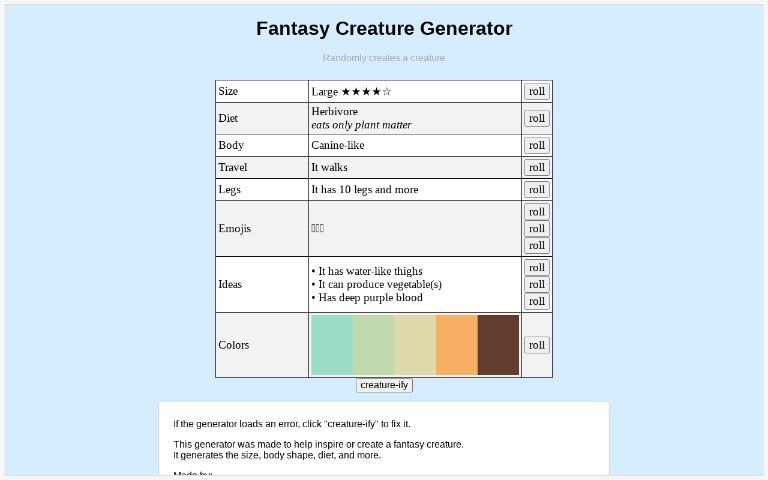 Fantasy Creature Generator