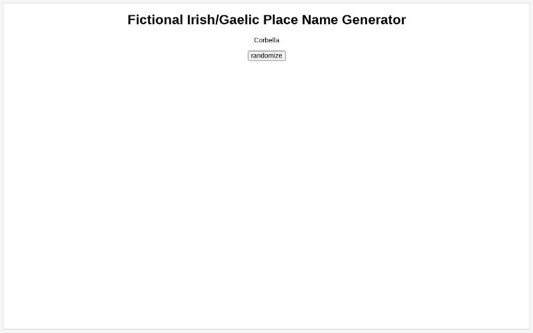 Fictional Irish/Gaelic Place Name Generator