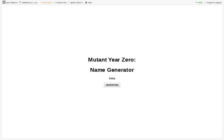 Mutant Year Zero: ― Perchance Generator