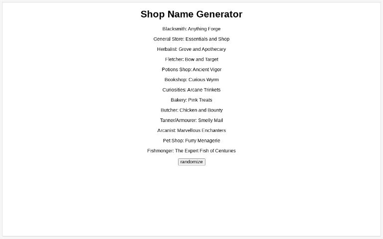 Shop Name Generator