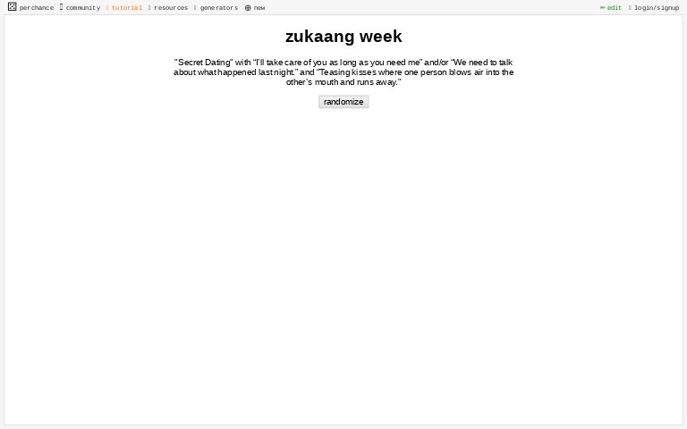 zukaang week ― Perchance Generator