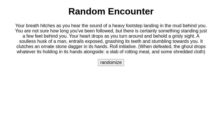 Random Encounter ― Perchance Generator
