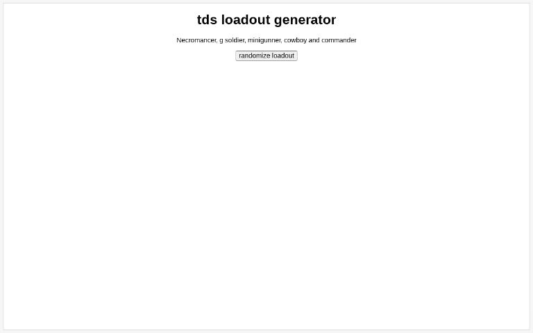 tds loadout generator