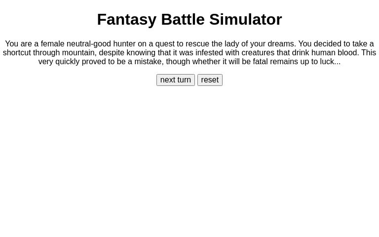 Fantasy Battle Simulator ― Perchance Generator