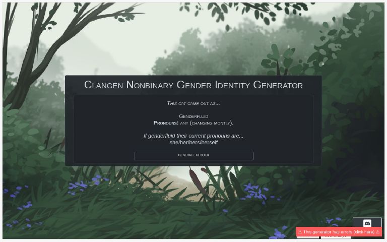 Clangen Nonbinary Gender Identity Generator