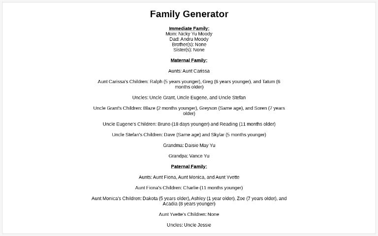 Family Generator