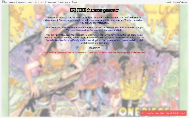 ONE PIECE character generator