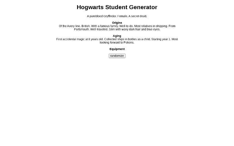 Hogwarts Student Generator