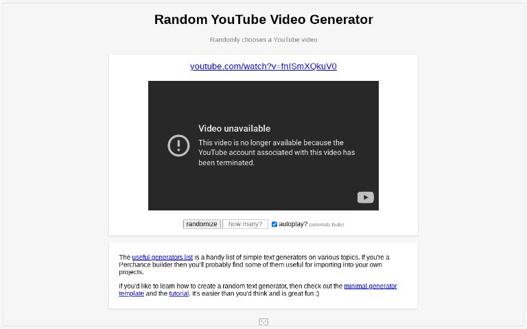Random YouTube Video Generator