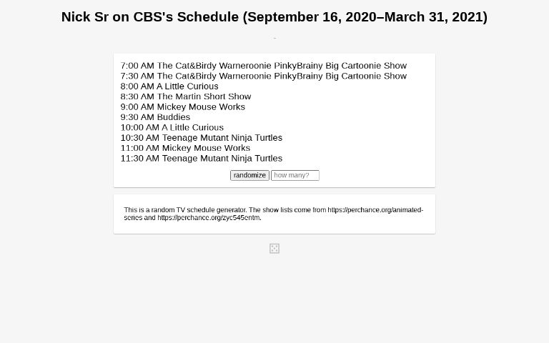 Nick Sr on CBS's Schedule (September 16, 2020–March 31, 2021 ...