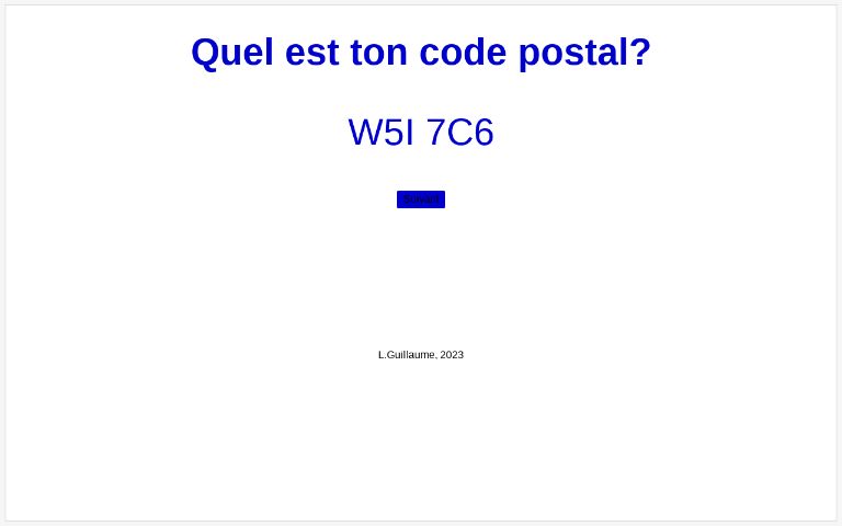 Quel est ton code postal? ― Perchance Generator