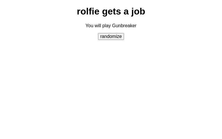 rolfie gets a job ― Perchance Generator