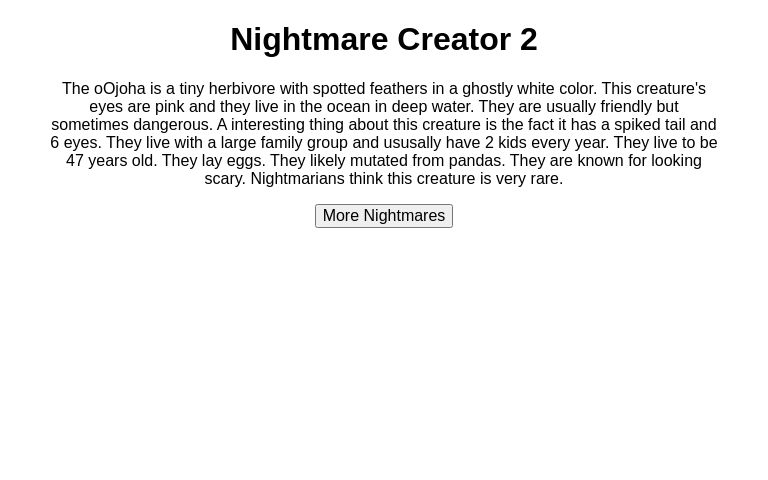 Nightmare Creator 2 ― Perchance Generator