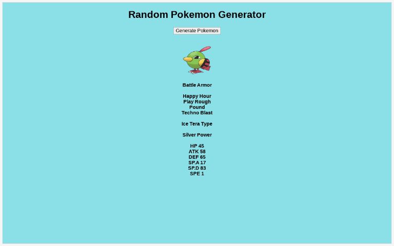 Random Pokemon Generator