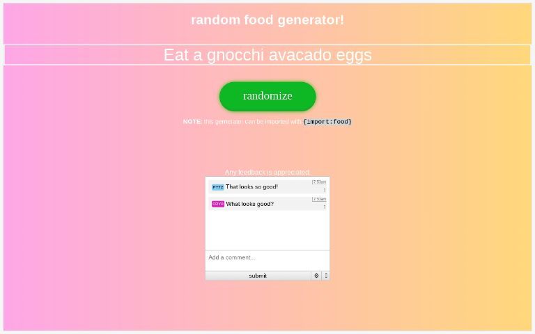 random food generator!