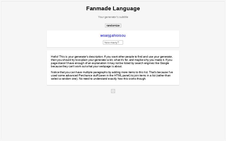 Fanmade Language ― Perchance Generator