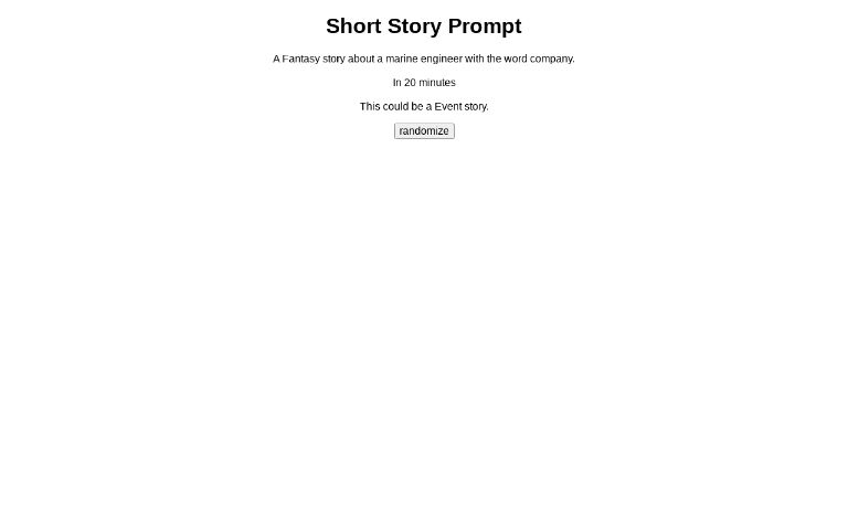 Short Story Prompt ― Perchance Generator