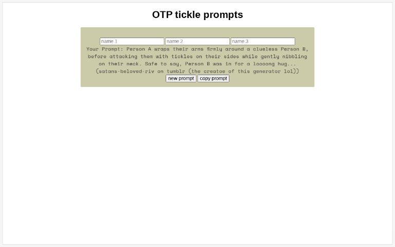 OTP tickle prompts ― Perchance Generator