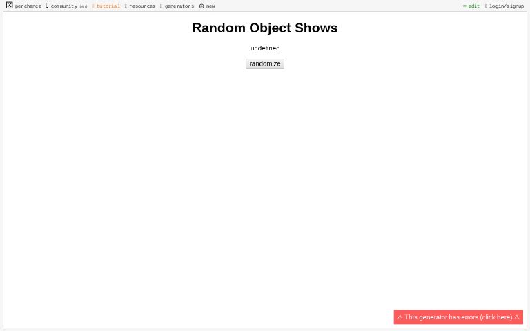Random Object Shows ― Perchance Generator