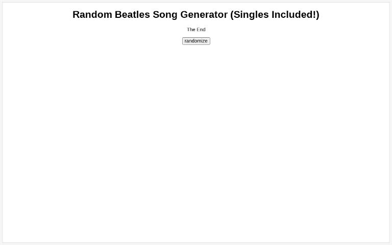 Random Beatles Song Generator (Singles Included!)