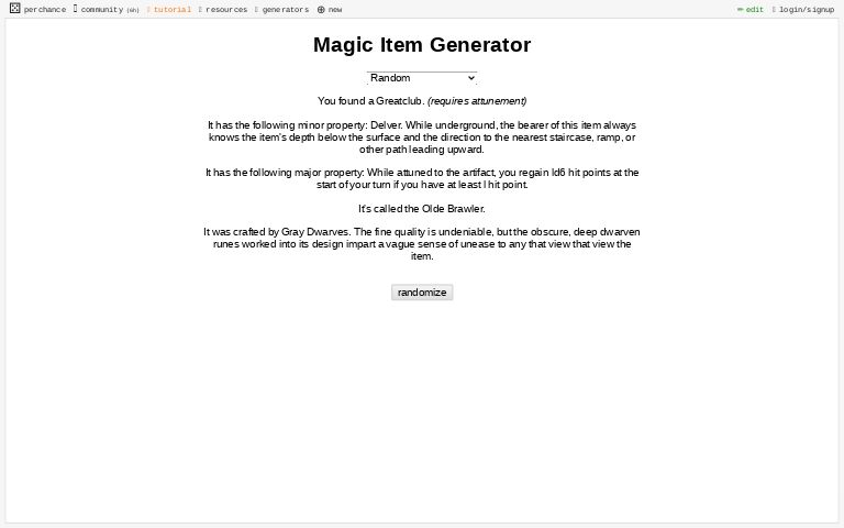 Magic Item Generator