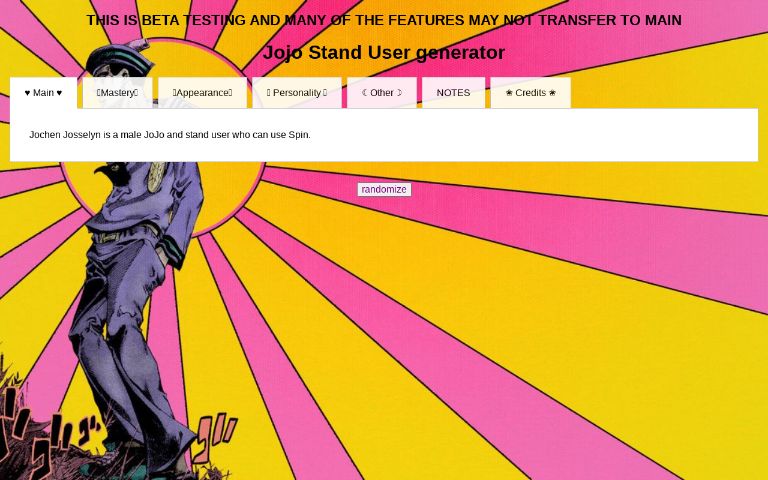 Jojo Stand User generator