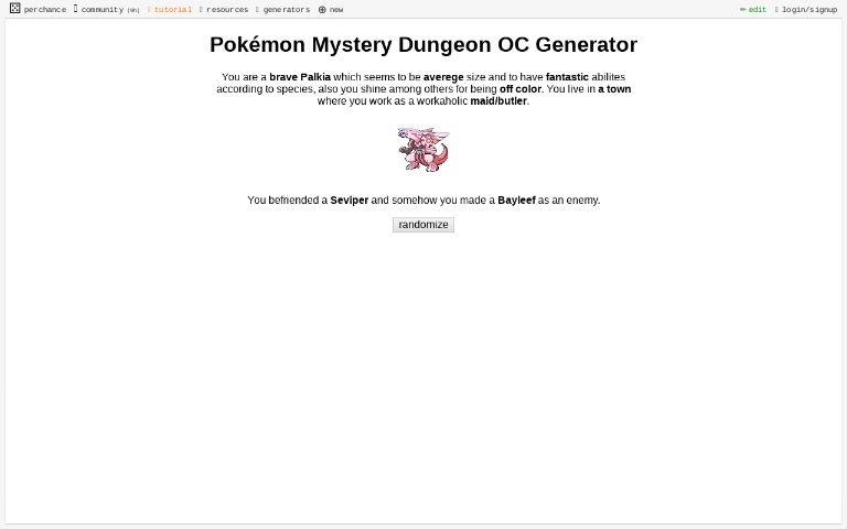 Pokémon Mystery Dungeon OC Generator